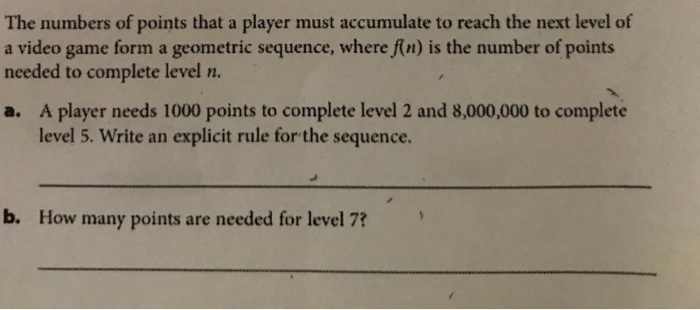 Solved The numbers of points that a player must accumulate | Chegg.com