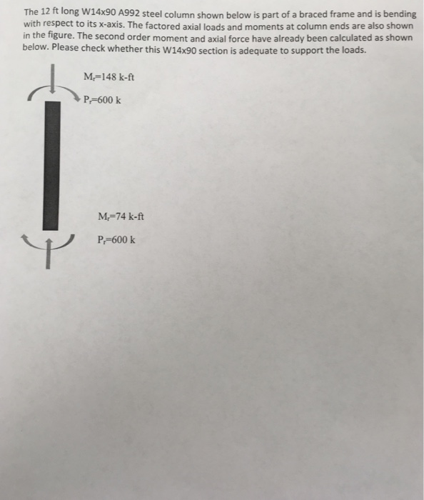 Solved The 12 ft long W14x90 A992 steel column shown below | Chegg.com
