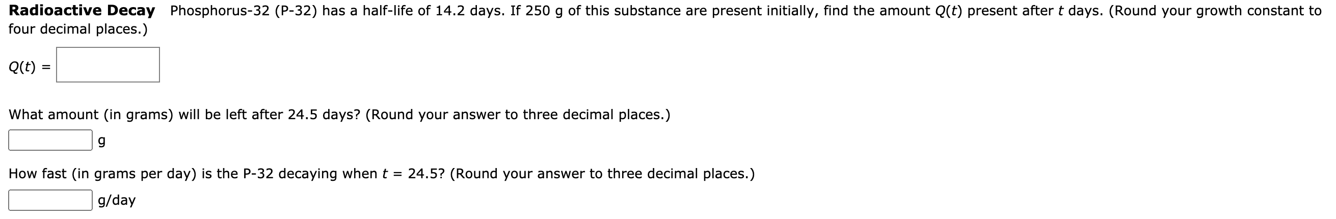 Solved Radioactive Decay Phosphorus-32 (P-32) has a | Chegg.com