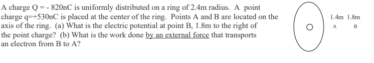 Solved 1.4m 1.8m A charge Q = - 820nC is uniformly | Chegg.com