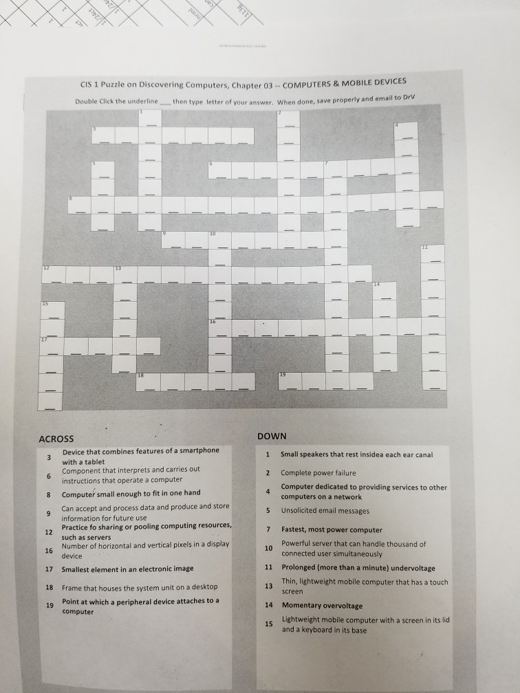 Solved CES CIS 1 Puzzle on Discovering Computers, Chapter 03 | Chegg.com