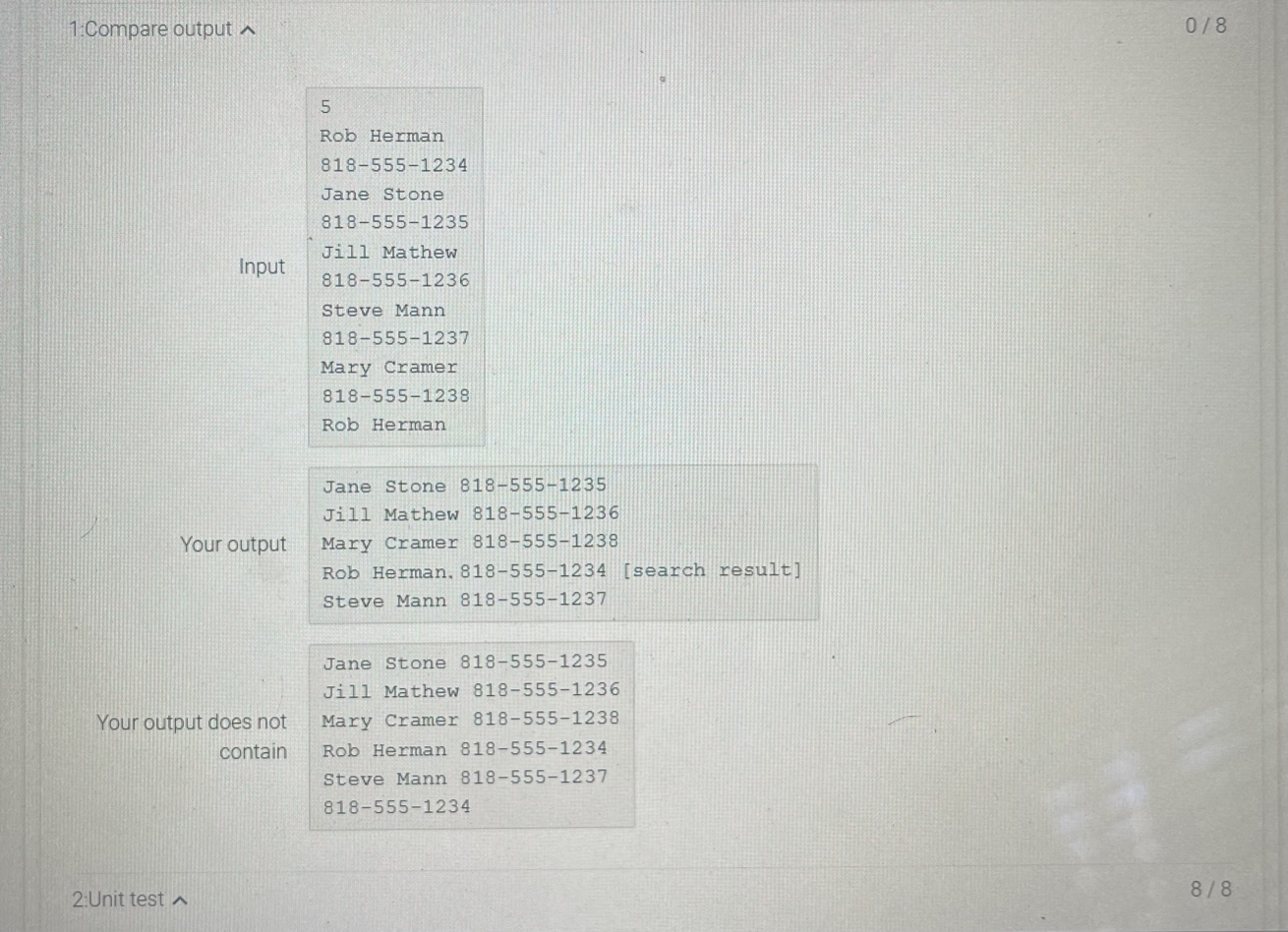 Solved 13.12 Lab: Contacts C++ need help zybook keeps giving | Chegg.com