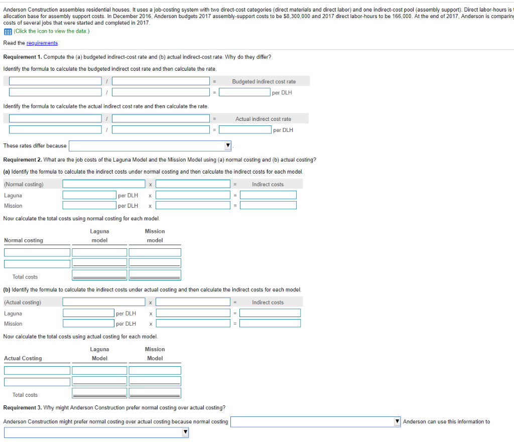 Solved Anderson Construction assembles residential houses. | Chegg.com