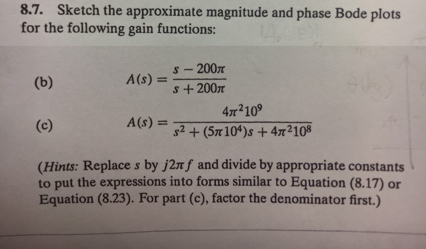 Solved Sketch the approximate magnitude and phase Bode plots | Chegg.com