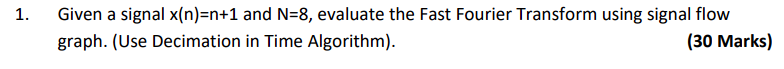 Solved Given a signal x(n)=n+1 and N=8, evaluate the Fast | Chegg.com