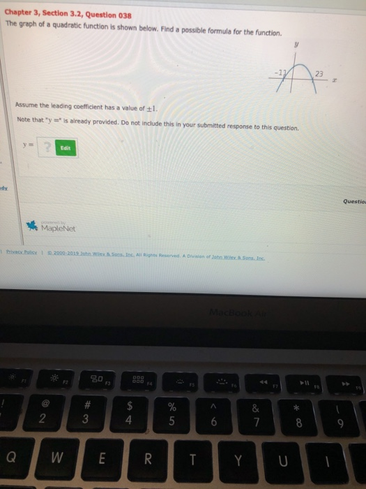 Solved Chapter 3, Section 3.2, Question 038 The graph of a | Chegg.com