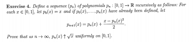 Solved Exercise 4. Define a sequence (p) of polynomials Pr : | Chegg.com