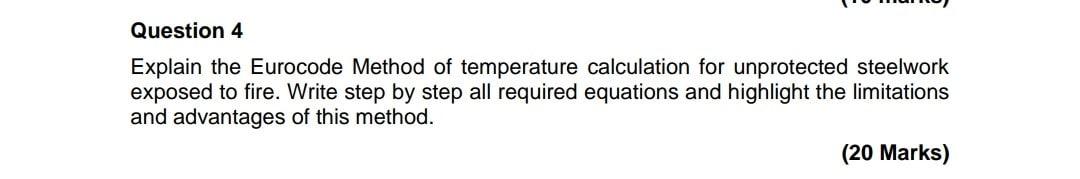 Solved Question 4 Explain the Eurocode Method of temperature | Chegg.com