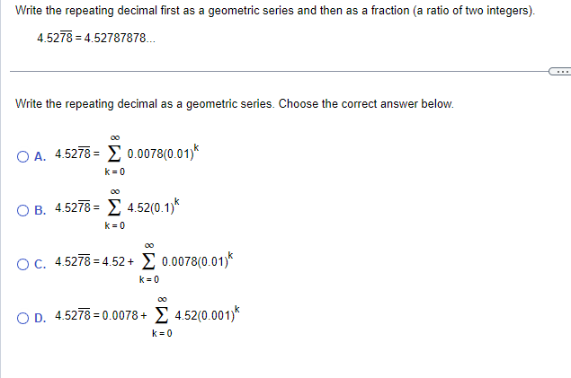 Solved Write the repeating decimal first as a geometric | Chegg.com