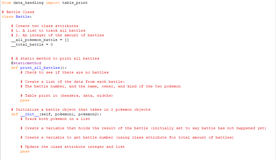 Solved Initial Set up and Battle Class in battle.py You will | Chegg.com