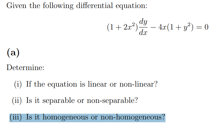 Solved Given the following differential | Chegg.com