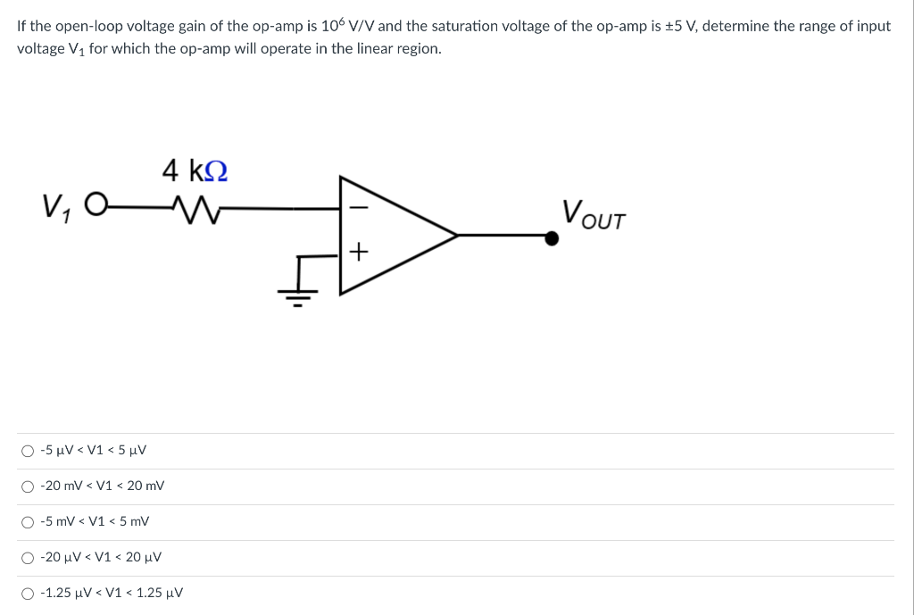 Solved If the open-loop voltage gain of the op-amp is 106 | Chegg.com