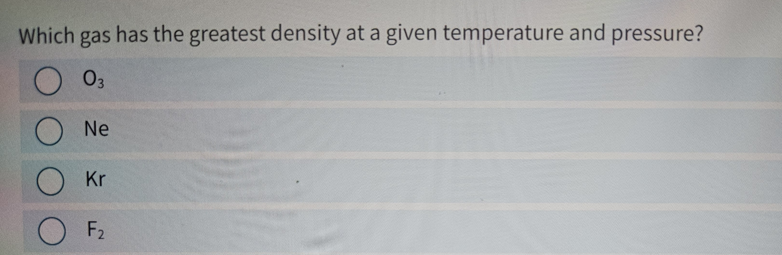 Solved Which gas has the greatest density at ﻿a given | Chegg.com