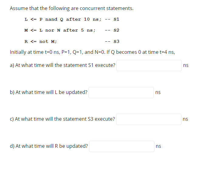 Solved Assume that the following are concurrent statements. | Chegg.com