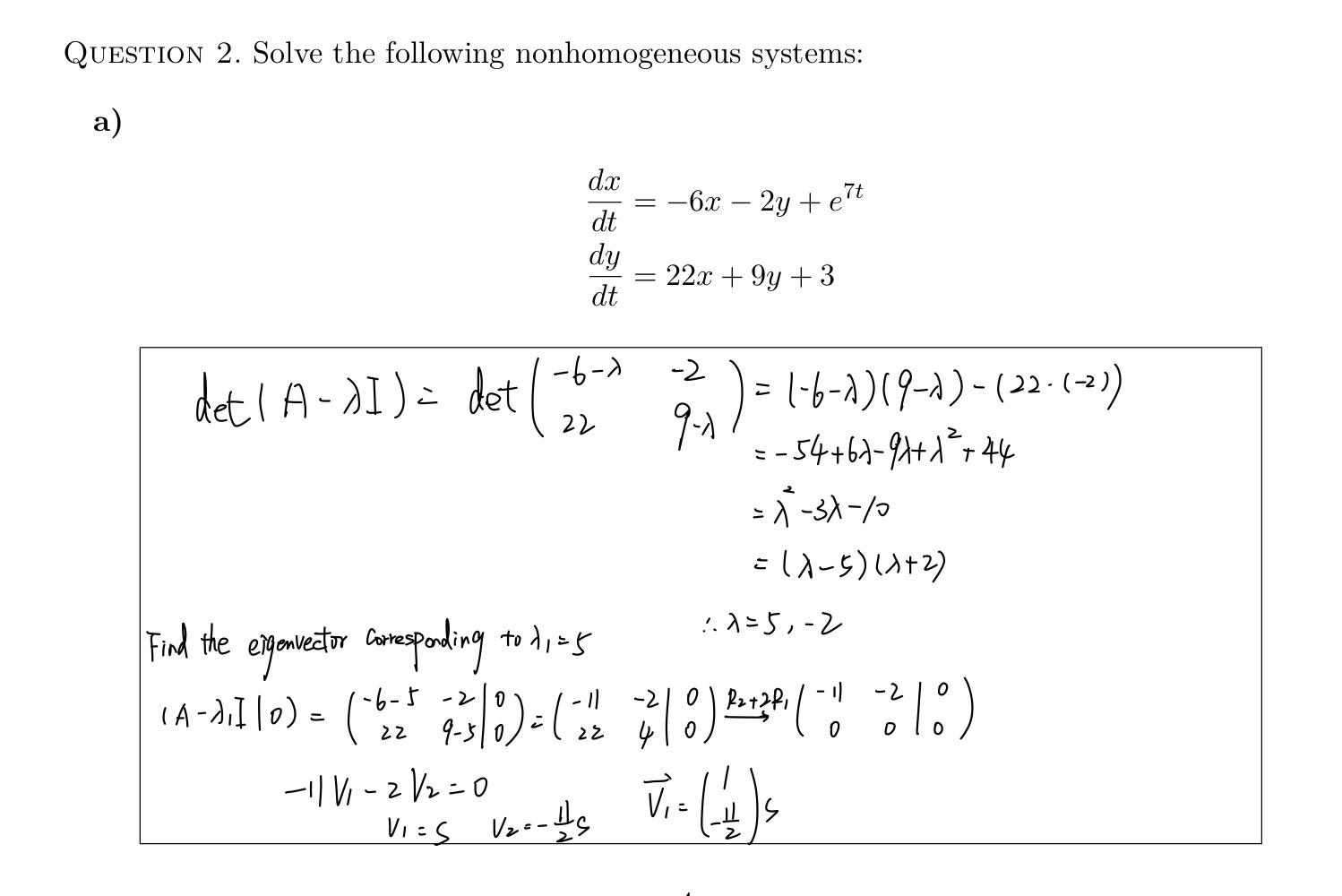 Solved QUESTION 2. Solve the following nonhomogeneous | Chegg.com