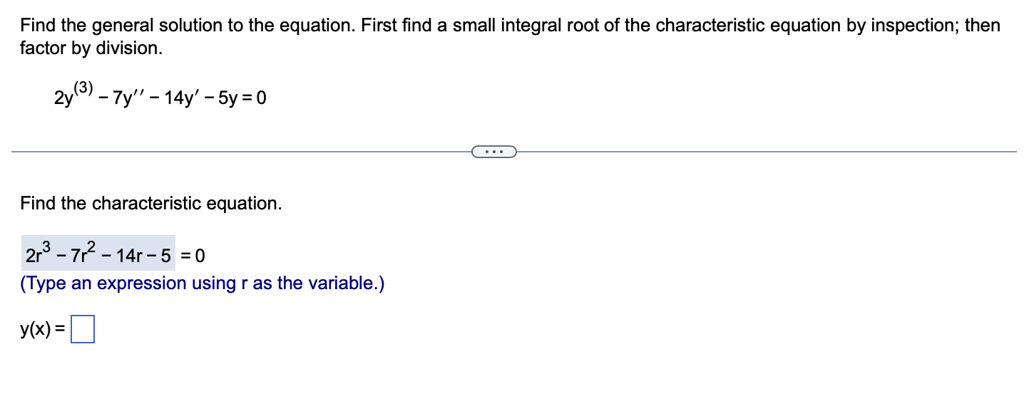 Solved Find the general solution to the equation. First find | Chegg.com