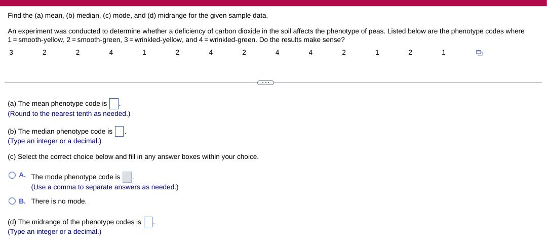Solved Find the (a) mean, (b) median, (c) mode, and (d) | Chegg.com