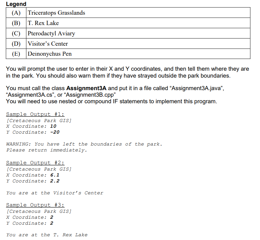 Solved Assignment3A: Cretaceous Park Map: Noted business man | Chegg.com