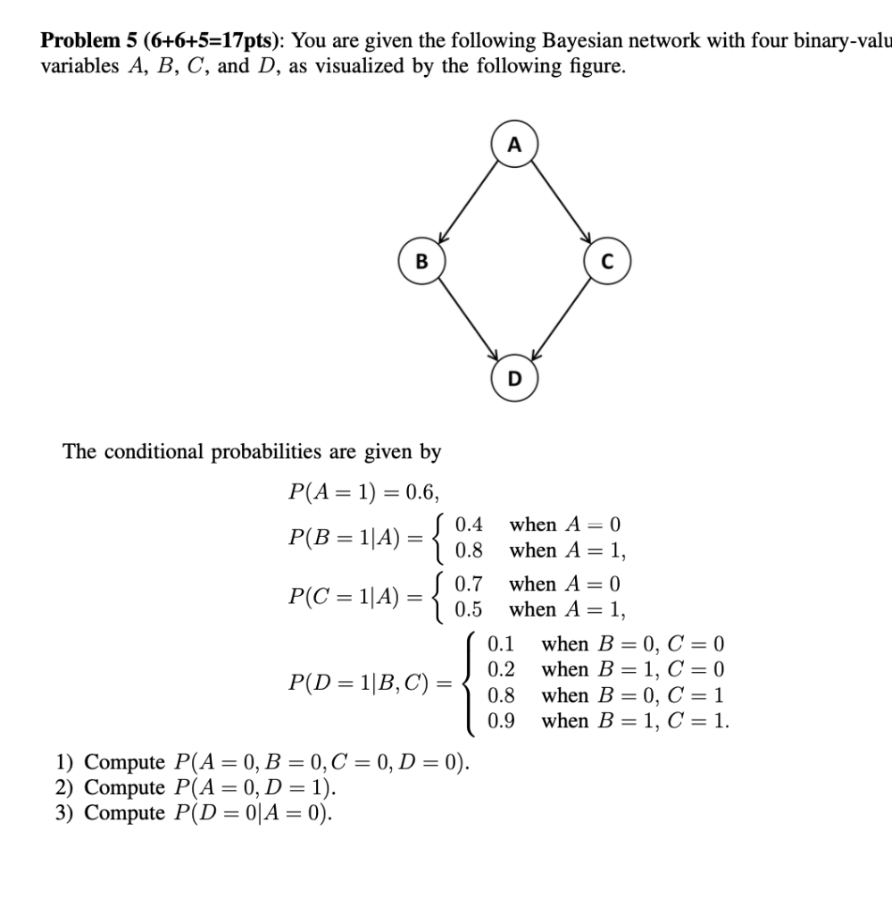 Solved Problem 5 (6+6+5=17pts): You are given the following | Chegg.com
