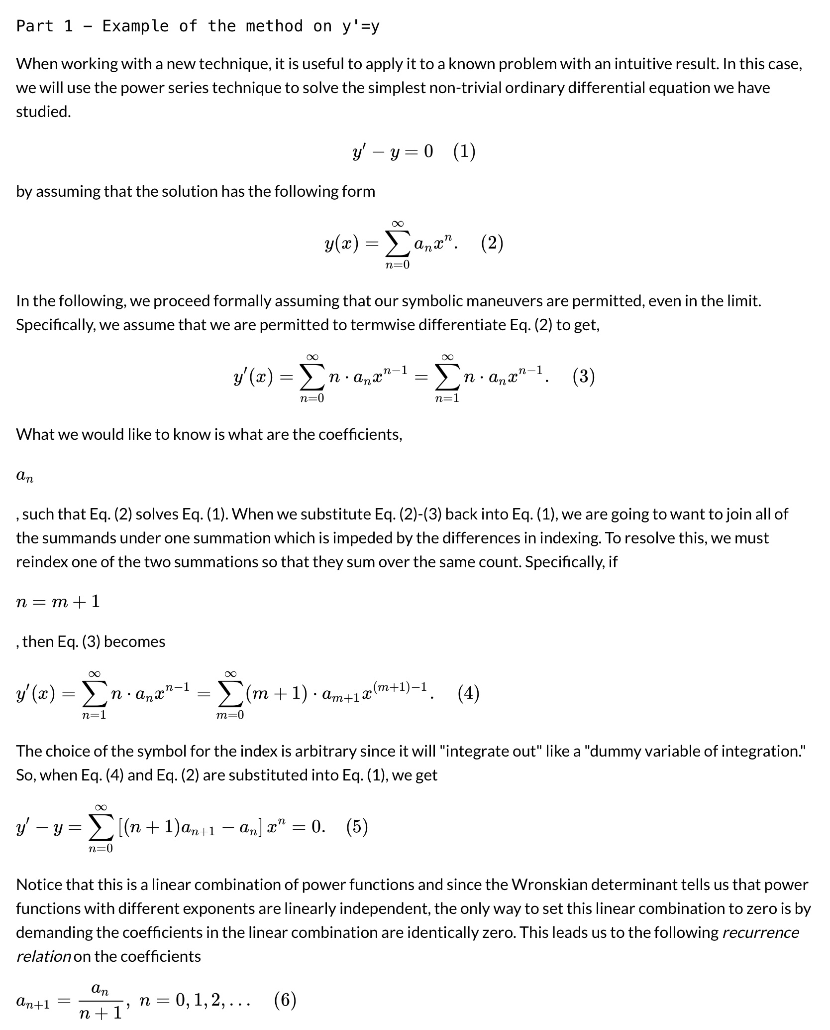 Solved Part 1 Example Of The Method On Y′y When Working 