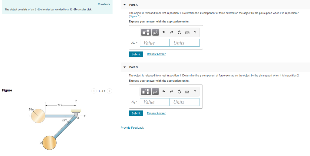 Part A The object consists of an 8-lb slender bar | Chegg.com