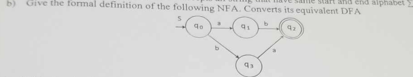 Solved b) Give the formal definition of the following NFA. | Chegg.com