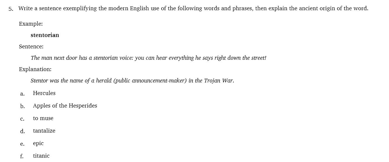 Solved 5. Write a sentence exemplifying the modern English | Chegg.com