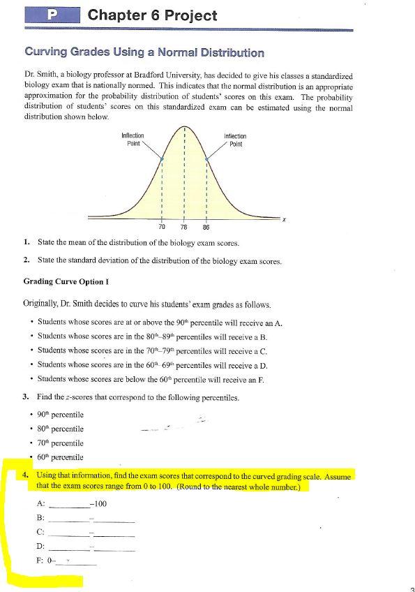 Solved P Chapter 6 Project Curving Grades Using a Normal | Chegg.com