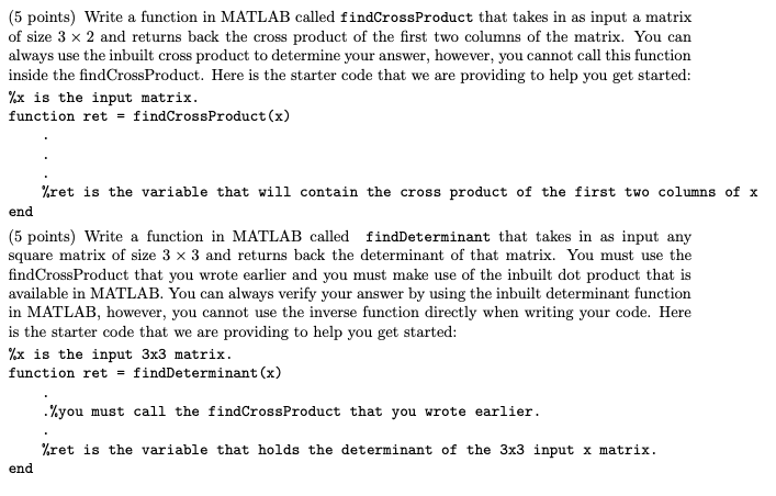 Solved (5 points) Write a function in MATLAB called | Chegg.com