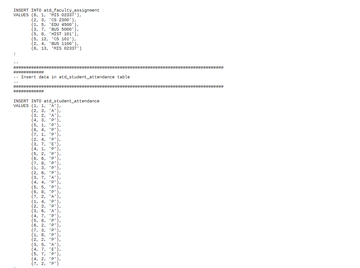Solved You need Student Attendance System tables created and | Chegg.com