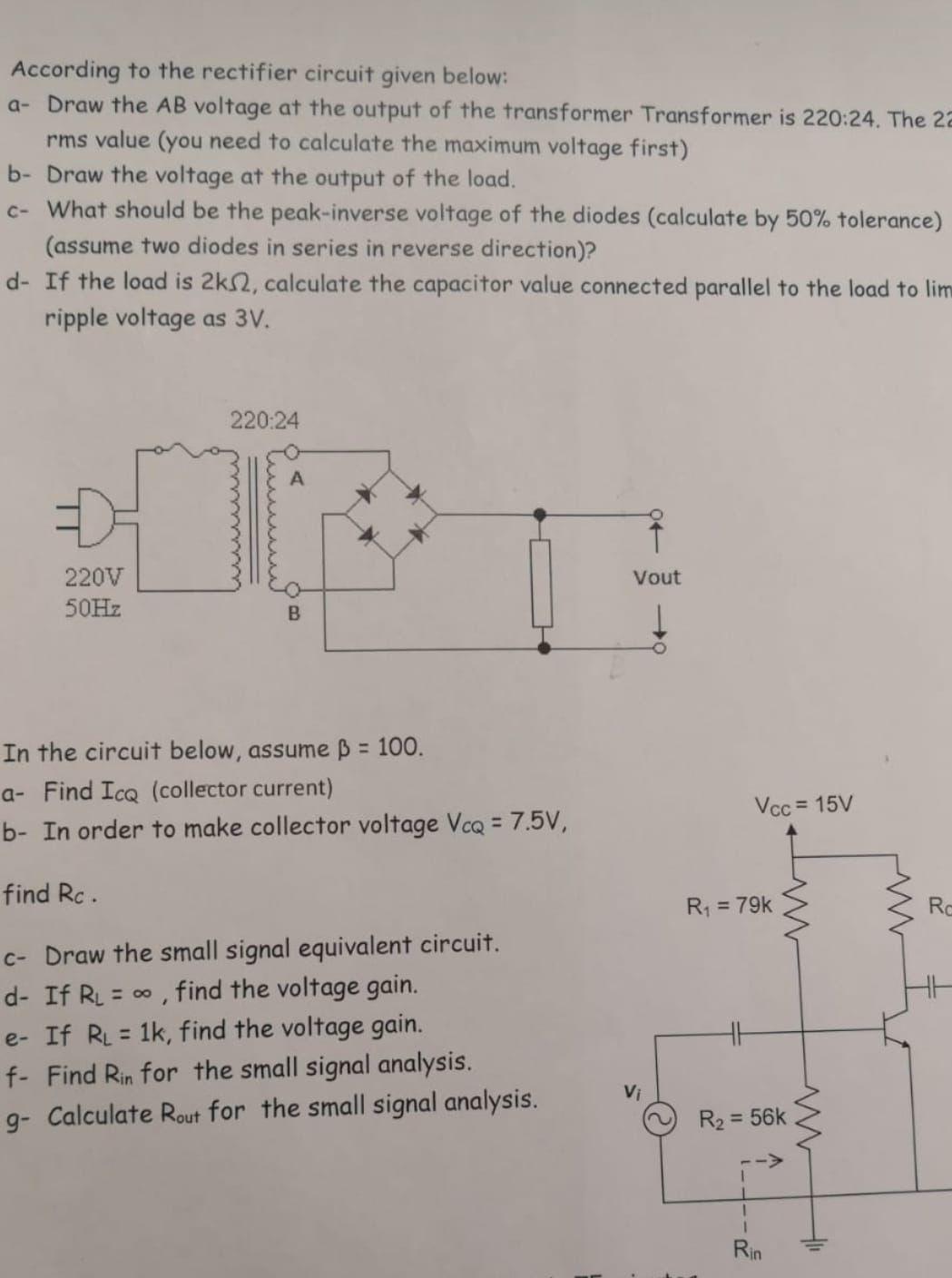 Solved According to the rectifier circuit given below:a- | Chegg.com