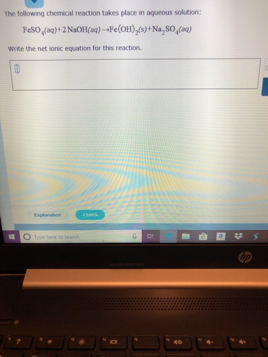 Solved The following chemical reaction takes place in | Chegg.com