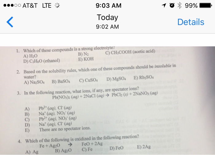 Solved Which of these compounds is a strong electrolyte? | Chegg.com