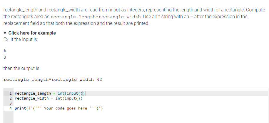 Solved rectangle_length and rectangle_width are read from | Chegg.com