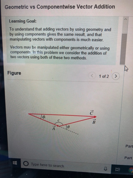 Solved Geometric vs Componentwise Vector Addition Learning | Chegg.com