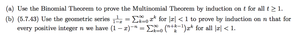 Solved (a) Use the Binomial Theorem to prove the Multinomial | Chegg.com