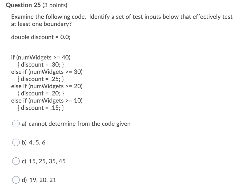 Solved Question 25 (3 points) Examine the following code. | Chegg.com