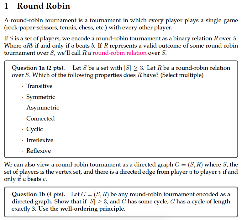 Solved 1 Round Robin A round-robin tournament is a | Chegg.com