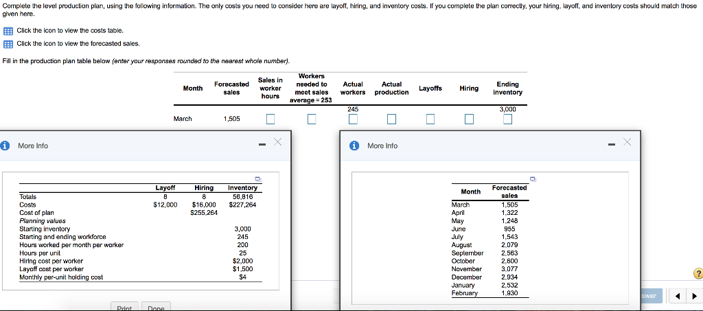 Solved Complete the level production plan, using the | Chegg.com