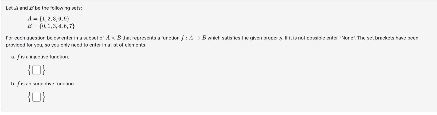 Solved For each function below determine if it is injective | Chegg.com