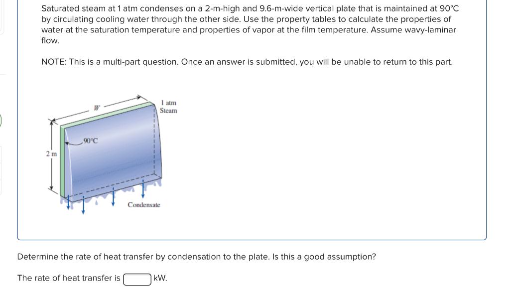 Solved Saturated steam at 1 atm condenses on a 2-m-high and | Chegg.com