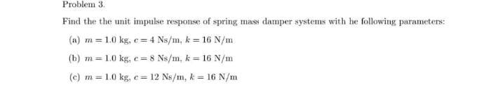 Solved Find the the unit impulse response of spring mass | Chegg.com