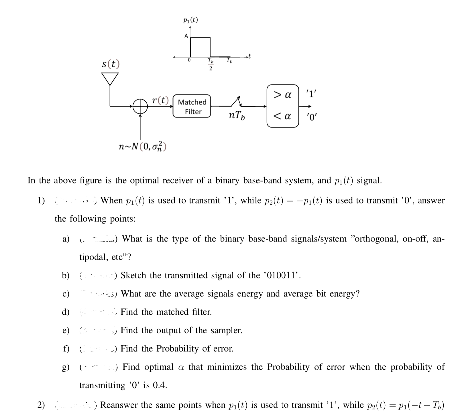 Solved In the above figure is the optimal receiver of a | Chegg.com