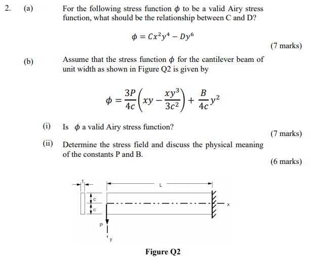 Solved 2. (a) For the following stress function o to be a | Chegg.com