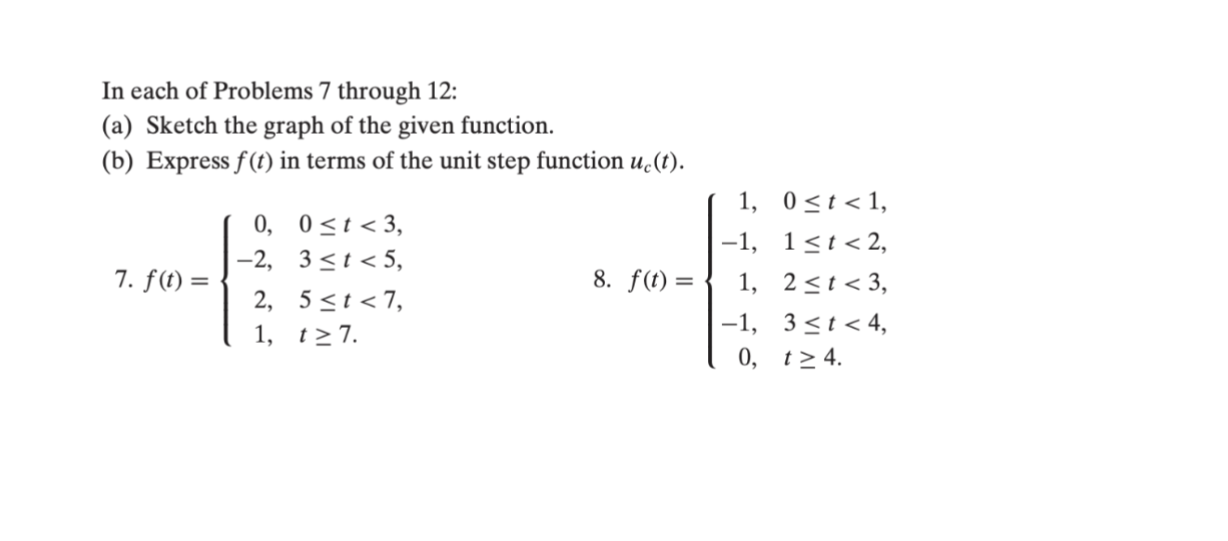 Solved In each of Problems 7 through 12: (a) Sketch the | Chegg.com