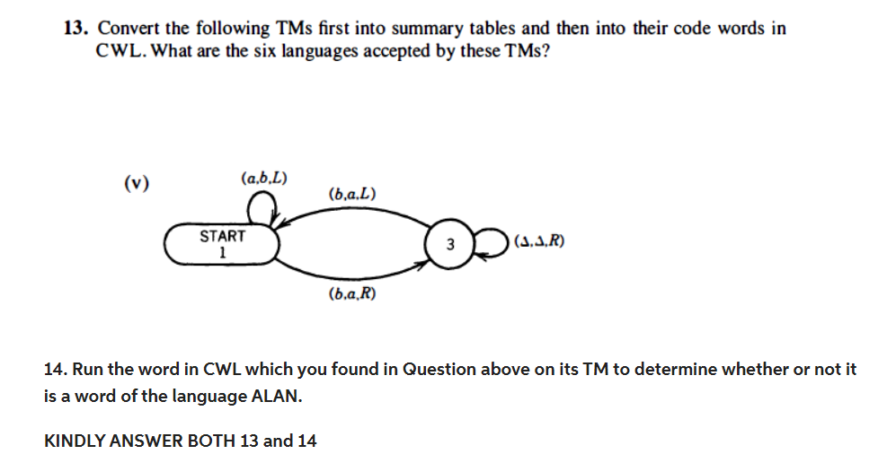 Solved 13. Convert the following TMs first into summary | Chegg.com