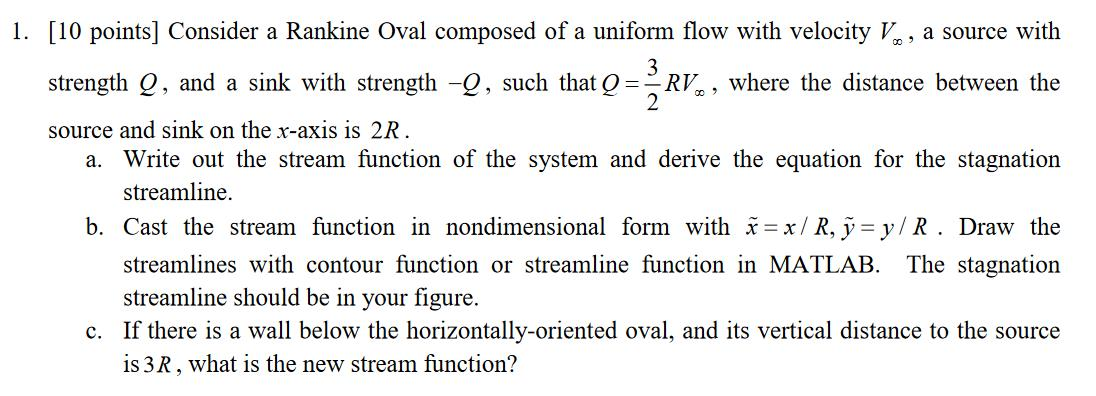 Consider a Rankine Oval composed of a uniform flow | Chegg.com