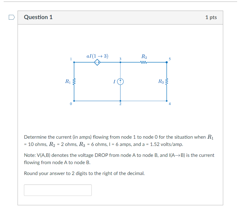 Solved Determine the current (in amps) flowing from node 1 | Chegg.com