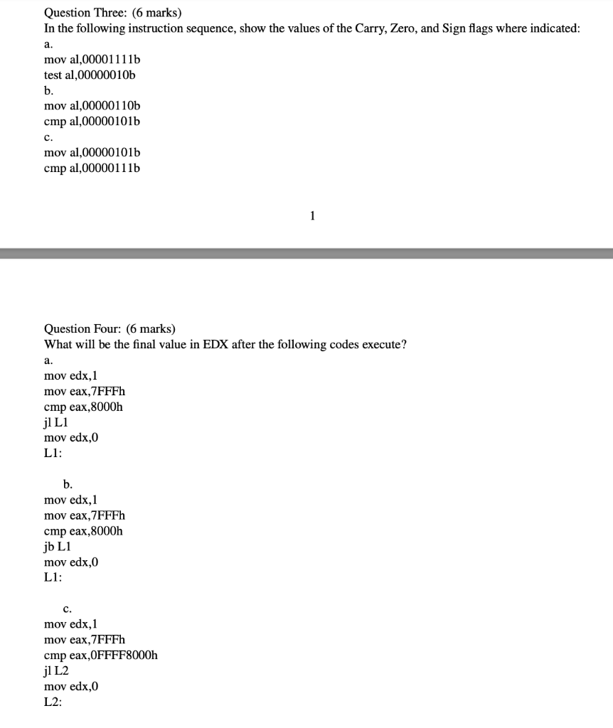 Solved Question Three 6 Marks In The Following