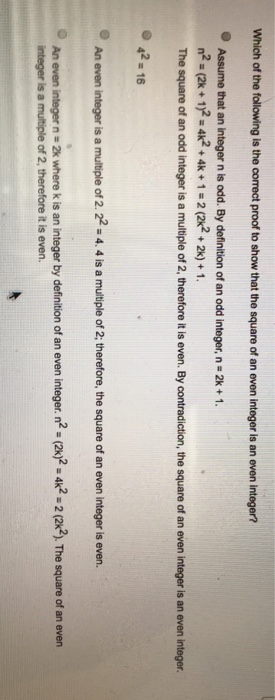 Solved Which of the following is the correct proof to show | Chegg.com